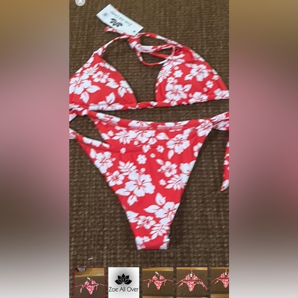 Zoe All Over | Swim | Bikini Red With White Flowers Zoe All Over | Poshmark